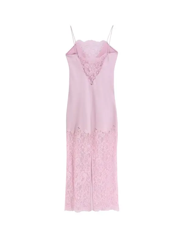 LoveShackFancy Lace Trim Slip Dress