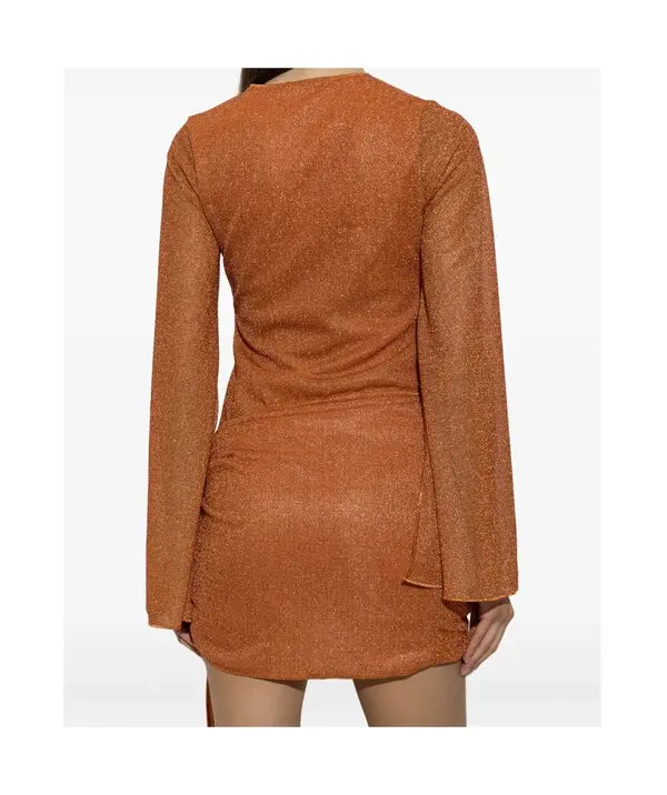Oseree Lurex Mini Dress With Deep V-neck And Ring Detail
