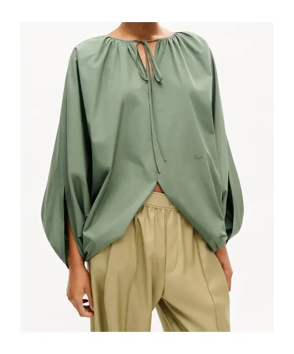 Kenzo Oversized Pleated Cotton Poplin Blouse
