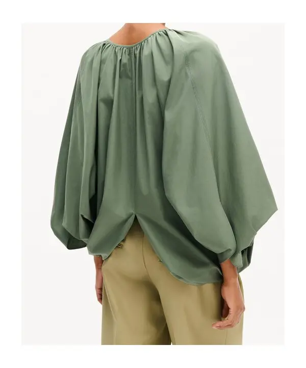 Kenzo Oversized Pleated Cotton Poplin Blouse