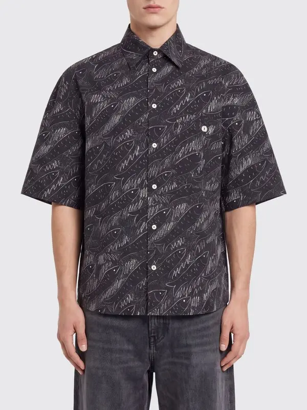 Jacquemus Short-sleeve Cotton Shirt With An All-over Graphic Print