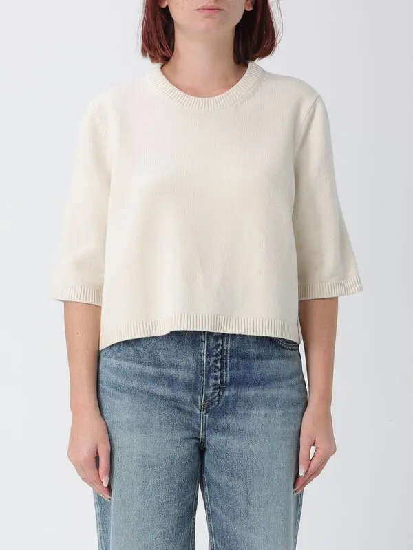 Alaïa Short-sleeved Crewneck Jumper In Cashmere Blend - White 1