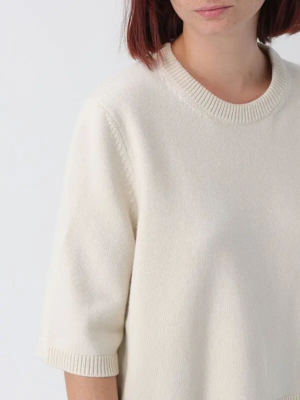 Alaïa Short-sleeved Crewneck Jumper In Cashmere Blend - White 1