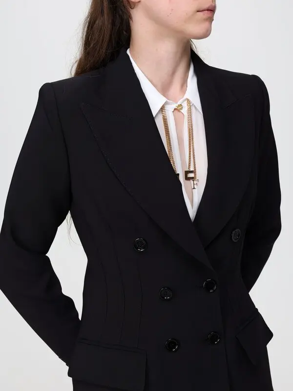 Elisabetta Franchi Double-breasted Crêpe Blazer With Padded Shoulders