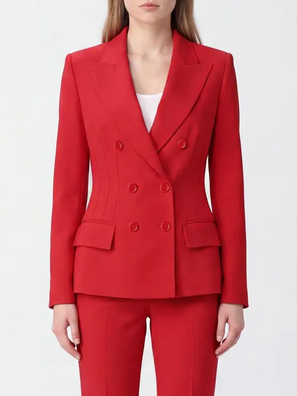 Elisabetta Franchi Double-breasted Crêpe Blazer With Padded Shoulders - Red