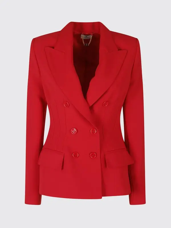 Elisabetta Franchi Double-breasted Crêpe Blazer With Padded Shoulders - Red
