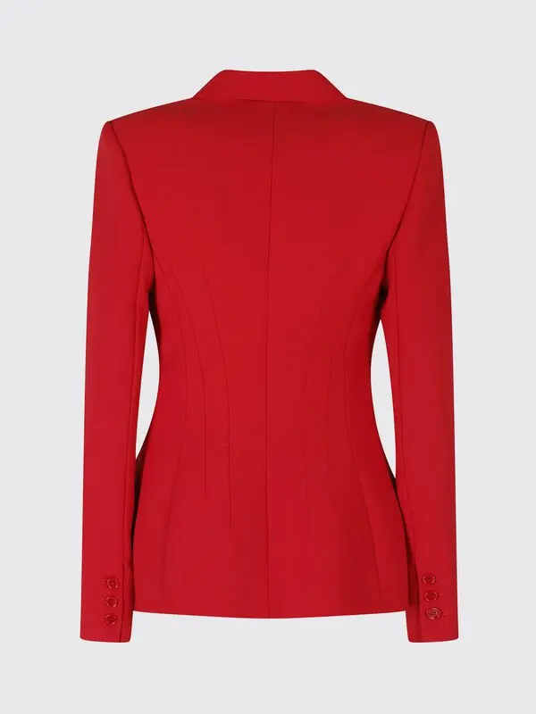 Elisabetta Franchi Double-breasted Crêpe Blazer With Padded Shoulders - Red
