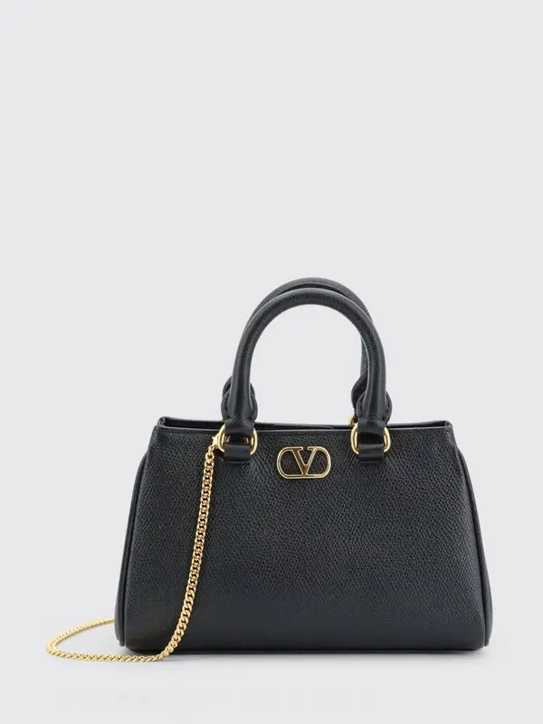 Valentino Garavani Grained Leather Handbag With Vlogo Signature - Black