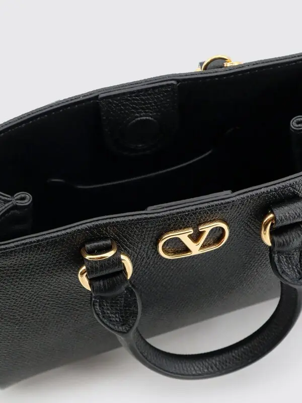 Valentino Garavani Grained Leather Handbag With Vlogo Signature - Black