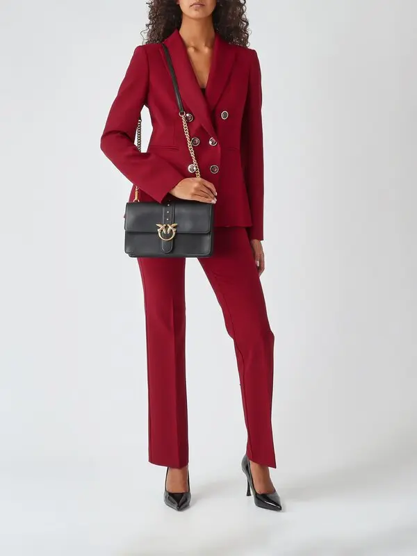 Pinko Alexia Cropped Double-breasted Crêpe Blazer With Rever Collar - Red