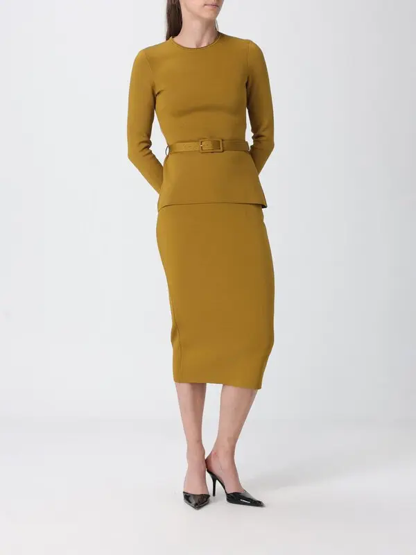 TOM FORD Slim Fit Long-sleeved Viscose Top With Waist Belt - Olive