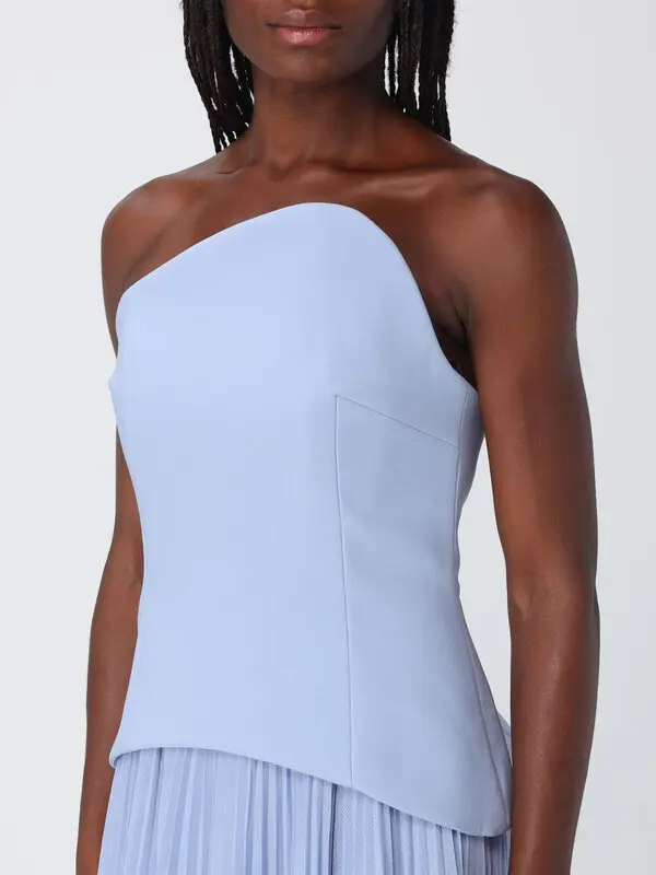 Solace London Pleated Crêpe Gown With Asymmetrical Neckline