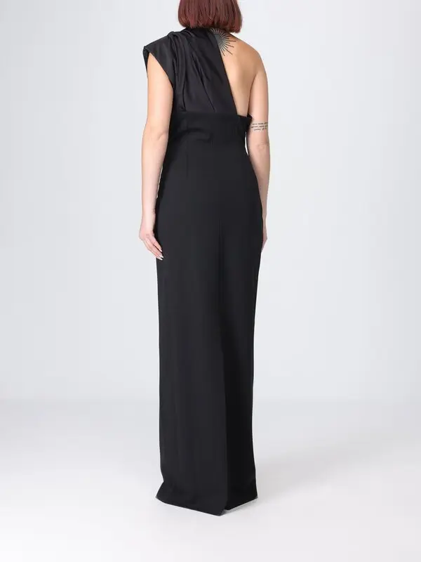 Solace London Asymmetrical Draped Gown - Black