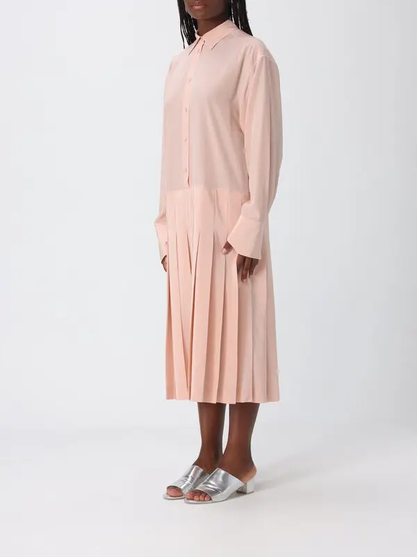 TOTEME Pleated Silk Midi Shirt Dress