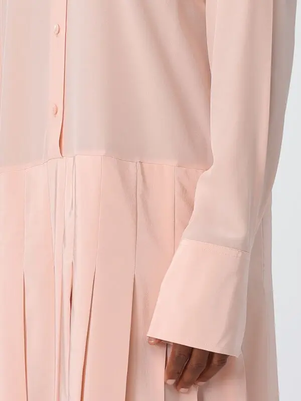 TOTEME Pleated Silk Midi Shirt Dress