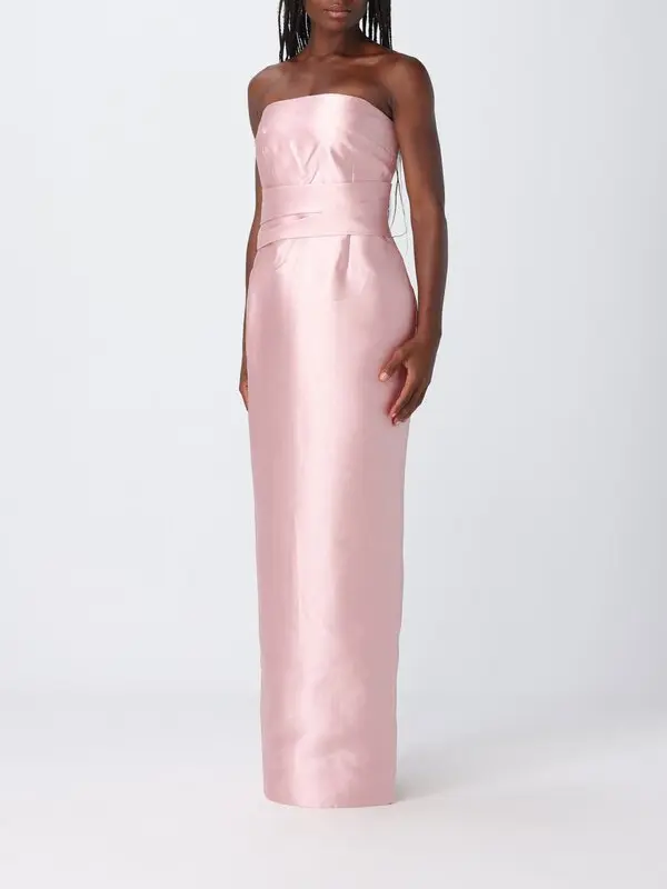 Solace London Off-the-shoulder Satin Gown With Slit