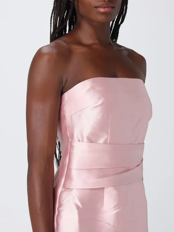 Solace London Off-the-shoulder Satin Gown With Slit