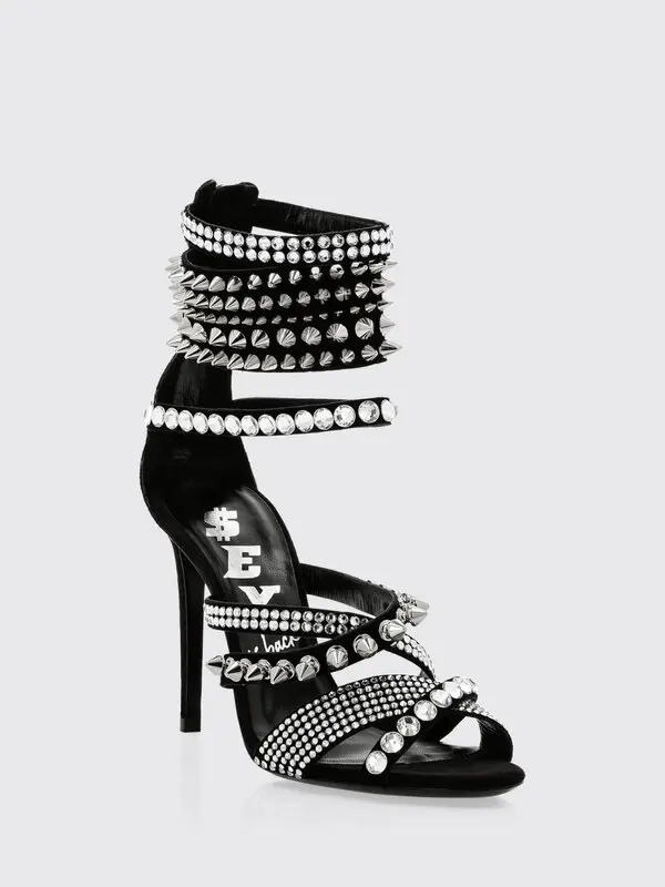 Philipp Plein Embellished Suede High-heeled Sandals