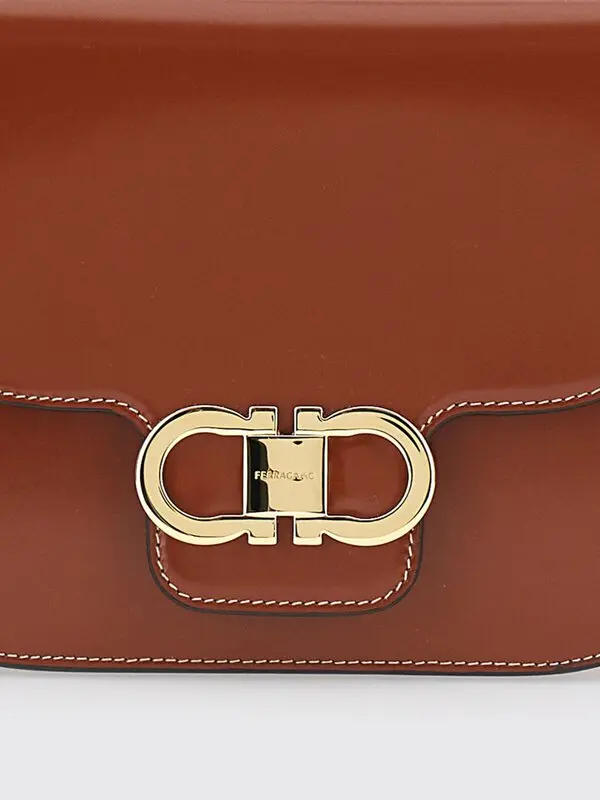FERRAGAMO North-south Double Gancini Mini Crossbody Bag In Calfskin