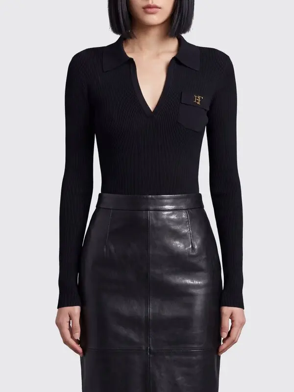 Elisabetta Franchi Ruffled Long-sleeve Bodysuit - Black