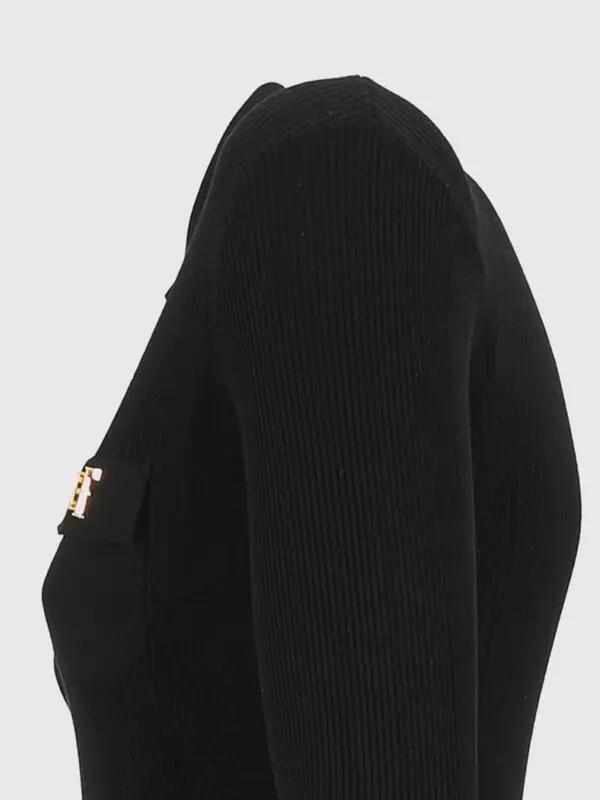 Elisabetta Franchi Ruffled Long-sleeve Bodysuit - Black
