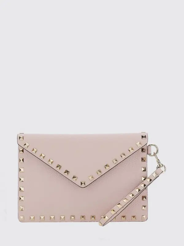 Valentino Garavani Rockstud Grained Leather Envelope Clutch - Pink