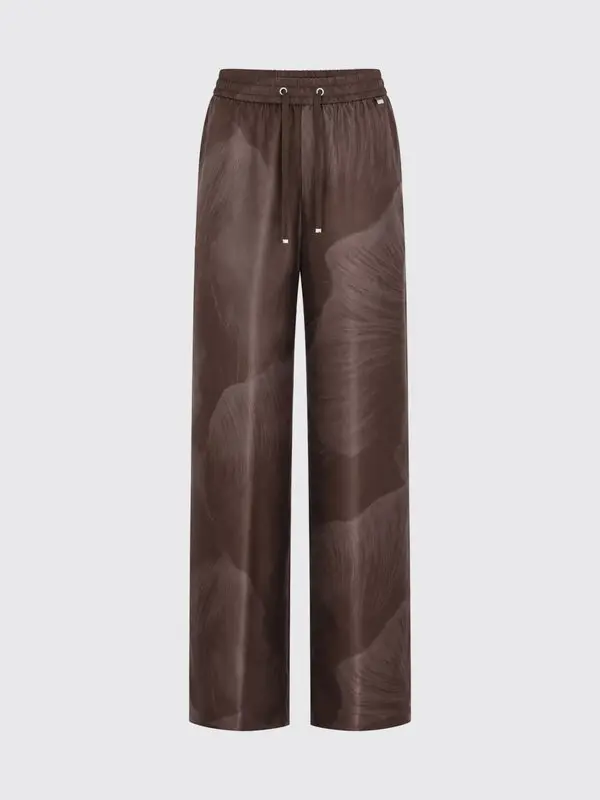 Herno Floral Print Silk Straight-leg Trousers With Drawstring Waist