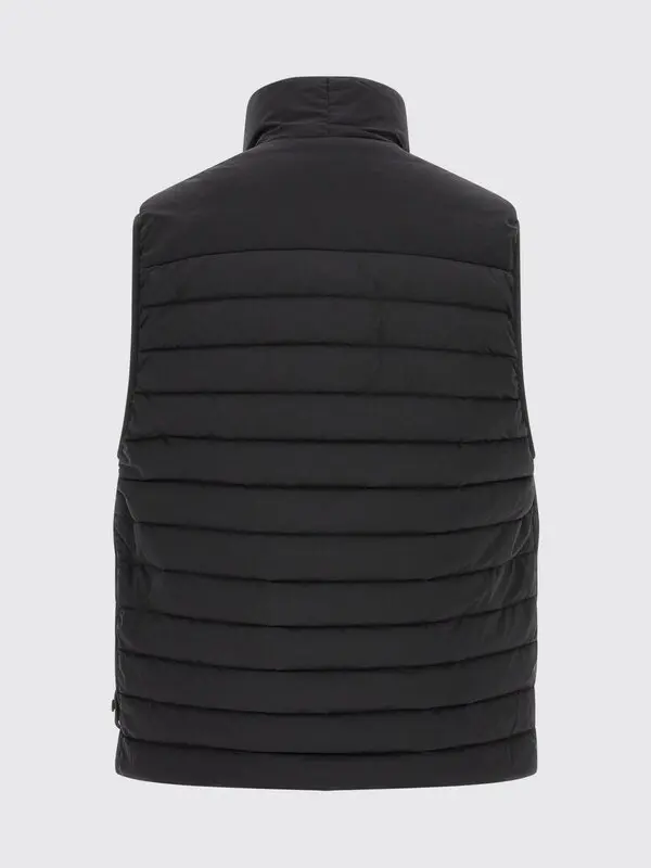 Stone Island Quilted Nylon Vest With Funnel Neck And Compass Logo - Black