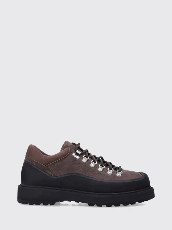 Diemme Cornaro Lace-up Ankle Boots In Grained Leather With Lug Sole - Brown