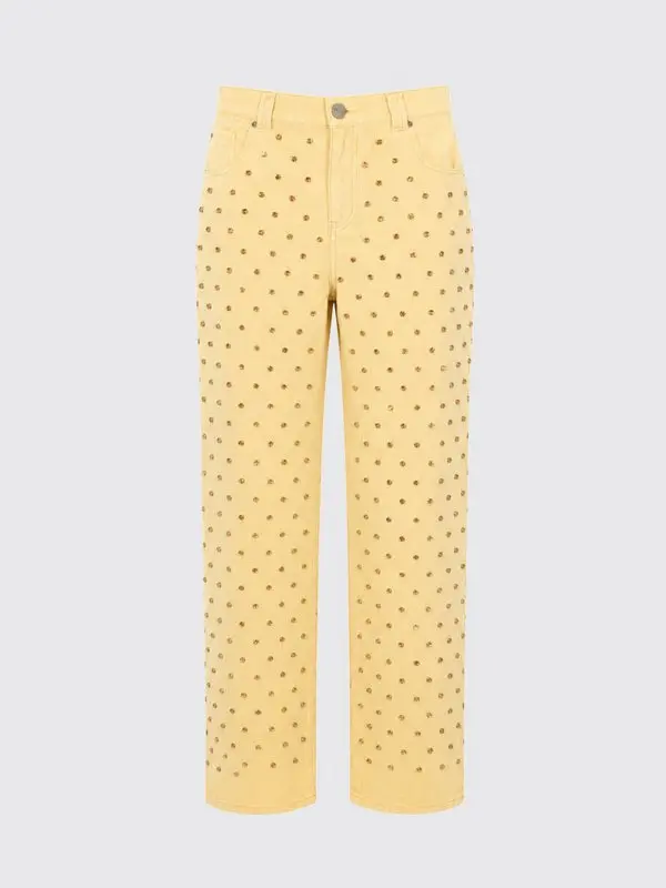 Pinko Rhinestone Embellished Straight-leg Cotton Trousers