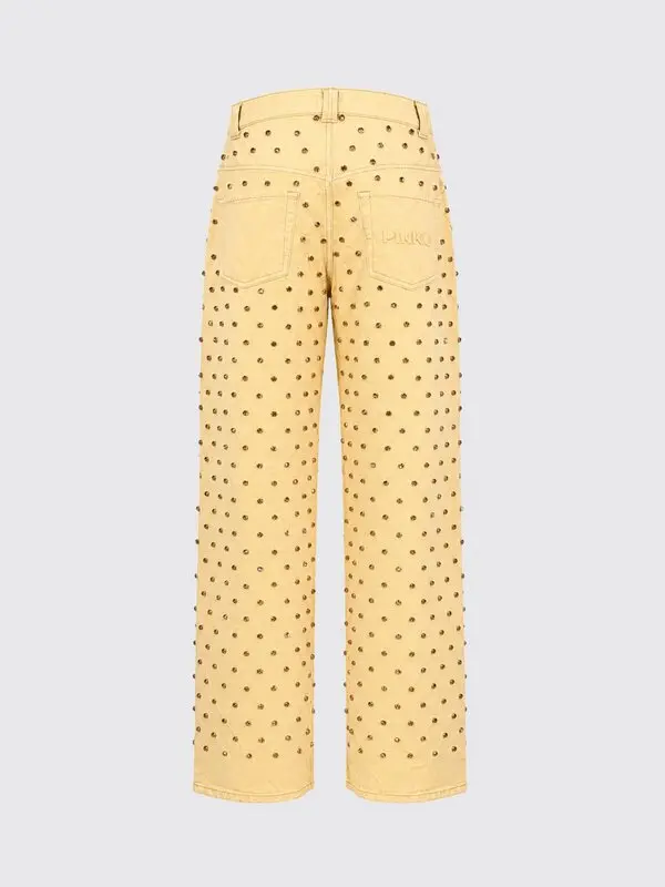 Pinko Rhinestone Embellished Straight-leg Cotton Trousers