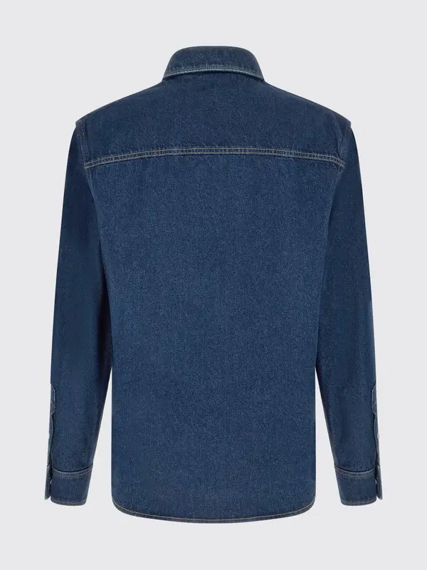 Valentino Garavani Slim Fit Cotton Denim Shirt With Metallic Logo