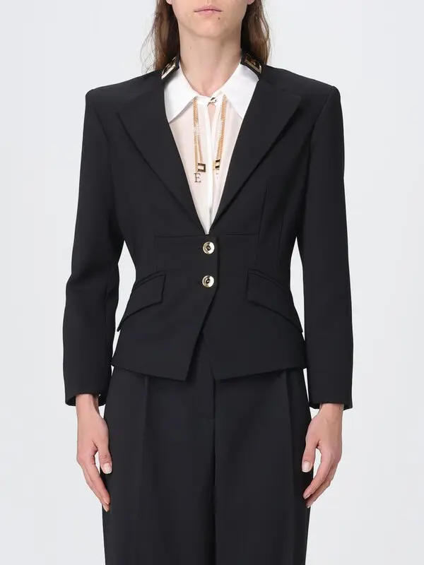 Elisabetta Franchi Single-breasted Crêpe Blazer With Slim Fit And Padded Shoulders