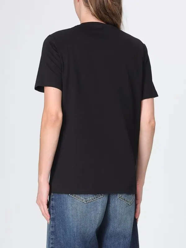 Elisabetta Franchi Cotton T-shirt With Applied Metallic Logo - Black