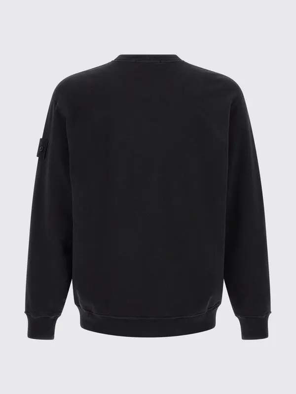 Stone Island Cotton Jersey Crewneck Sweatshirt With Compass Logo Patch - Black