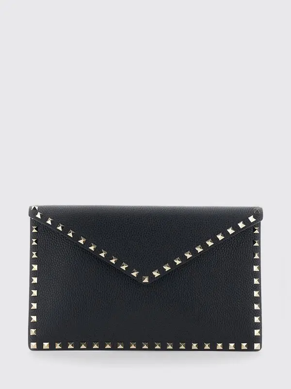 Valentino Garavani Rockstud Grained Calfskin Leather Envelope Clutch With Studs