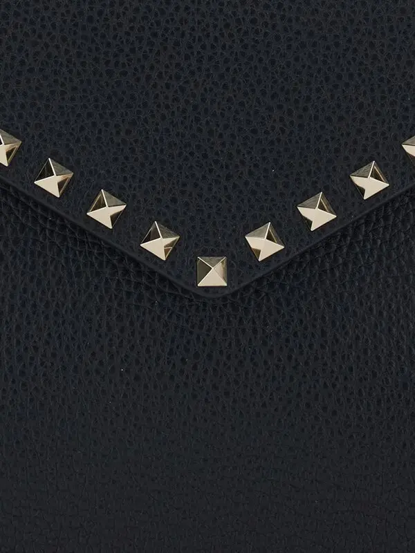 Valentino Garavani Rockstud Grained Calfskin Leather Envelope Clutch With Studs