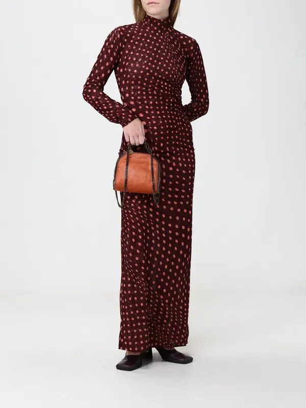 Stella McCartney Polka-dot Jersey Long Sleeve Turtleneck Sheath Dress - Burgundy
