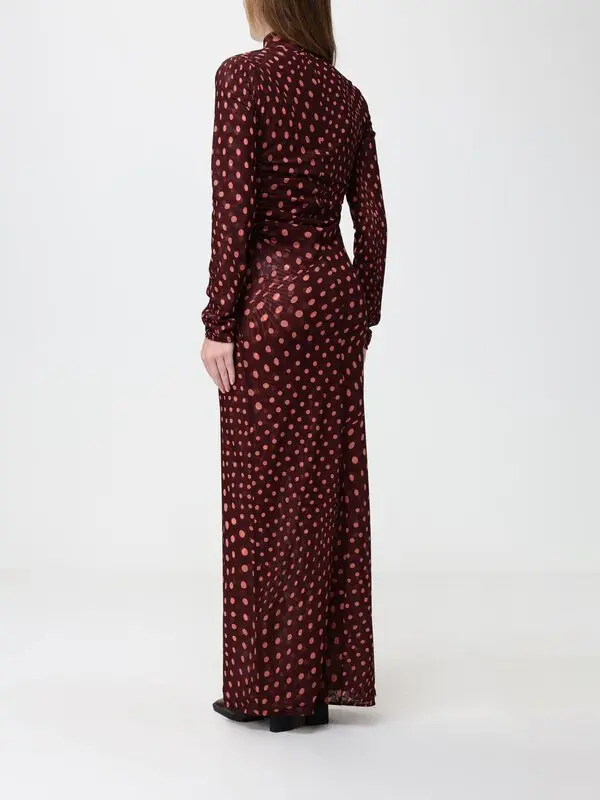 Stella McCartney Polka-dot Jersey Long Sleeve Turtleneck Sheath Dress - Burgundy