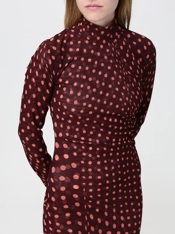 Stella McCartney Polka-dot Jersey Long Sleeve Turtleneck Sheath Dress - Burgundy