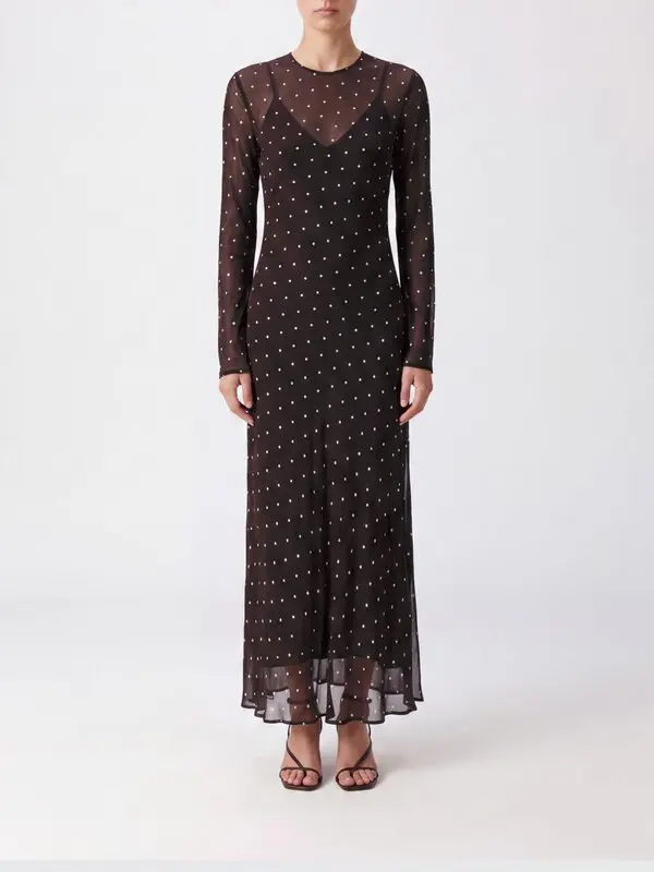SEMICOUTURE Polka-dot Viscose Long-sleeve Sheath Dress