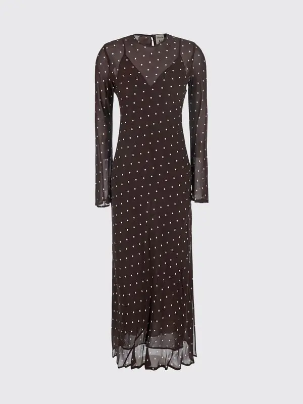 SEMICOUTURE Polka-dot Viscose Long-sleeve Sheath Dress