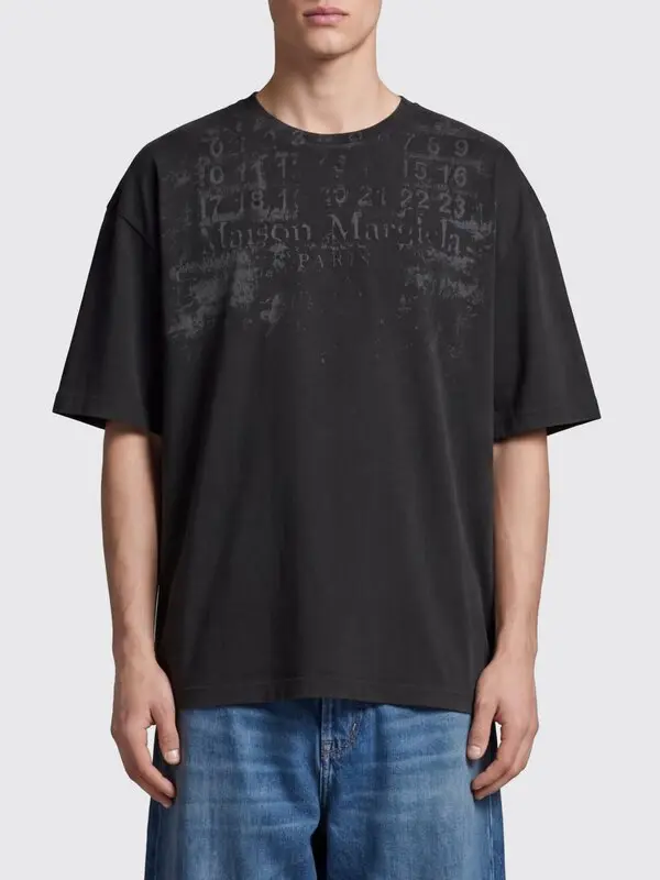 MAISON MARGIELA Relaxed Fit Cotton T-shirt With Numeric Logo - Black