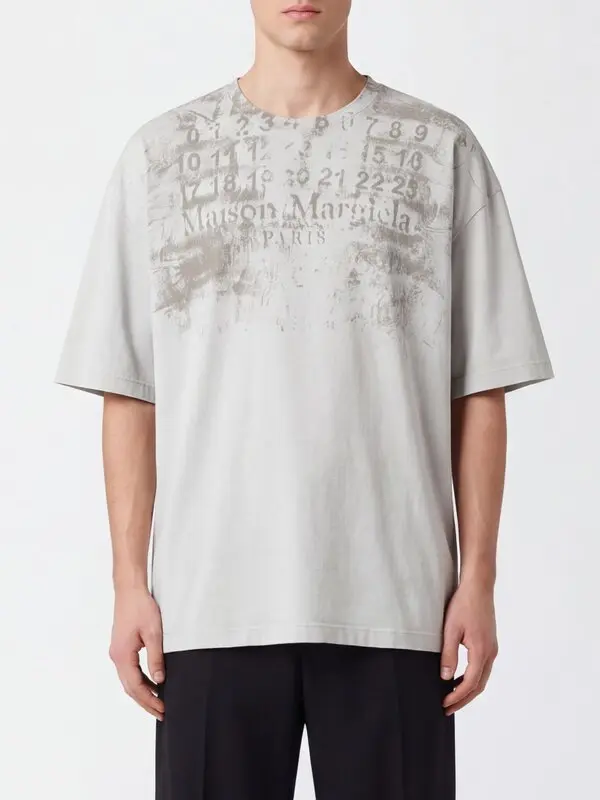 MAISON MARGIELA Relaxed Fit Cotton T-shirt With Numeric Logo - Grey