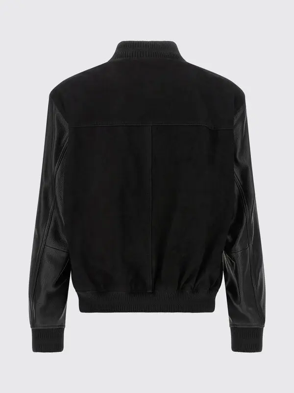 BOSS Faux Leather Varsity Bomber Jacket With Tone-on-tone Logo