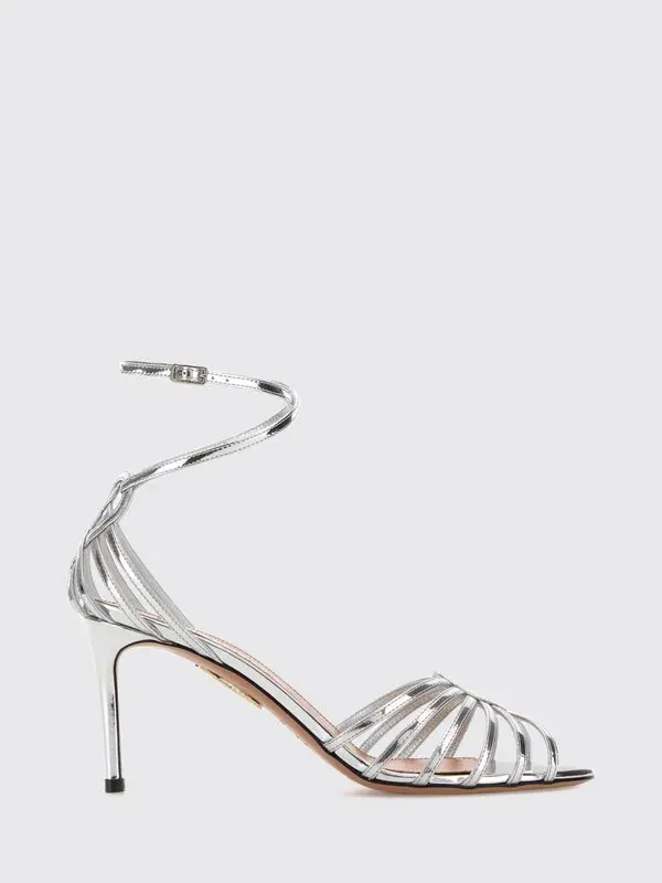 AQUAZZURA Metallic Strappy Heeled Sandals