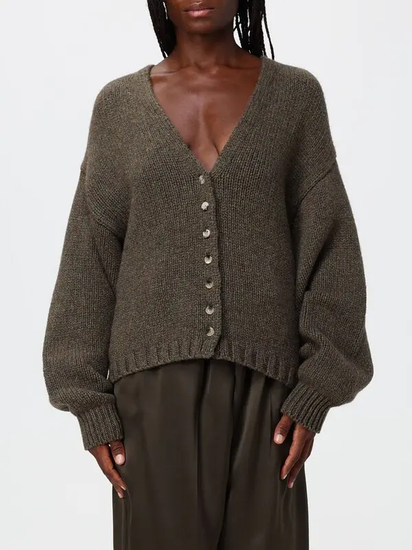 Khaite Pure Cashmere Deep V-neck Cardigan - Green