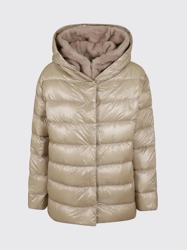 Herno Water-repellent Nylon Down Jacket With Shearling Hood - White