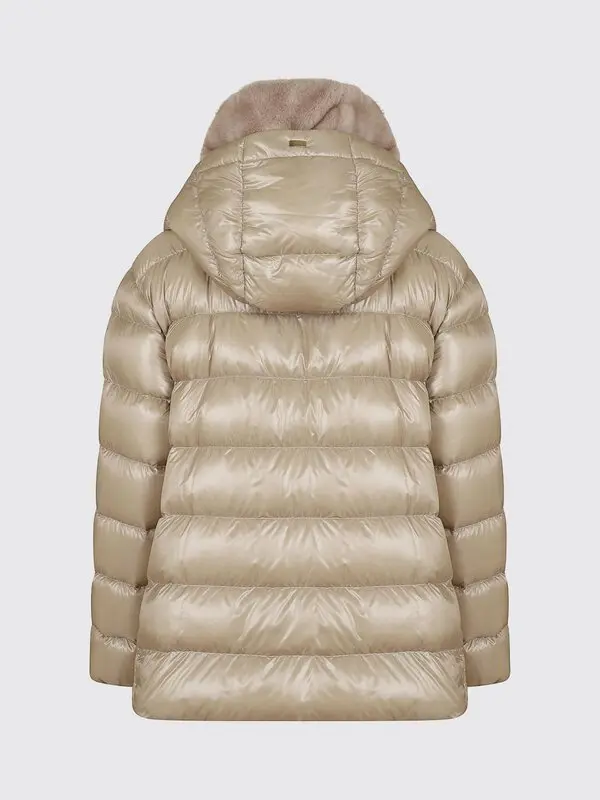 Herno Water-repellent Nylon Down Jacket With Shearling Hood - White