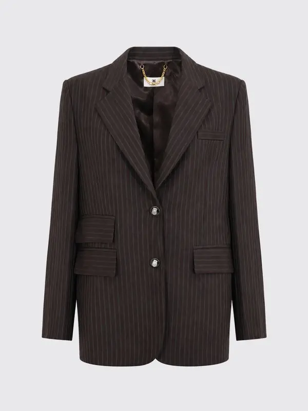 Elisabetta Franchi Single-breasted Wool Blend Pinstripe Blazer - Brown
